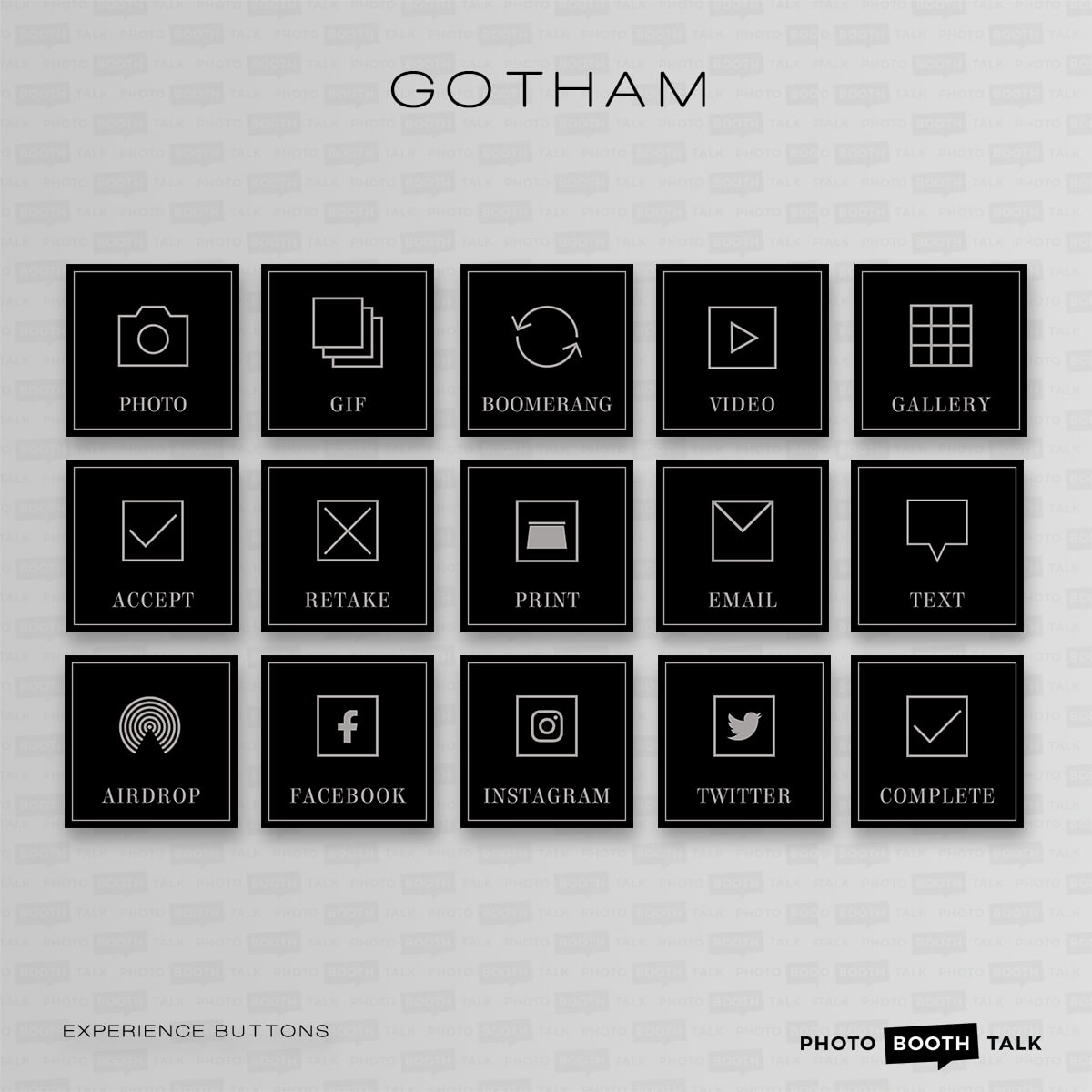 Gotham – iPad Welcome Screen & Buttons | Photo Booth Talk