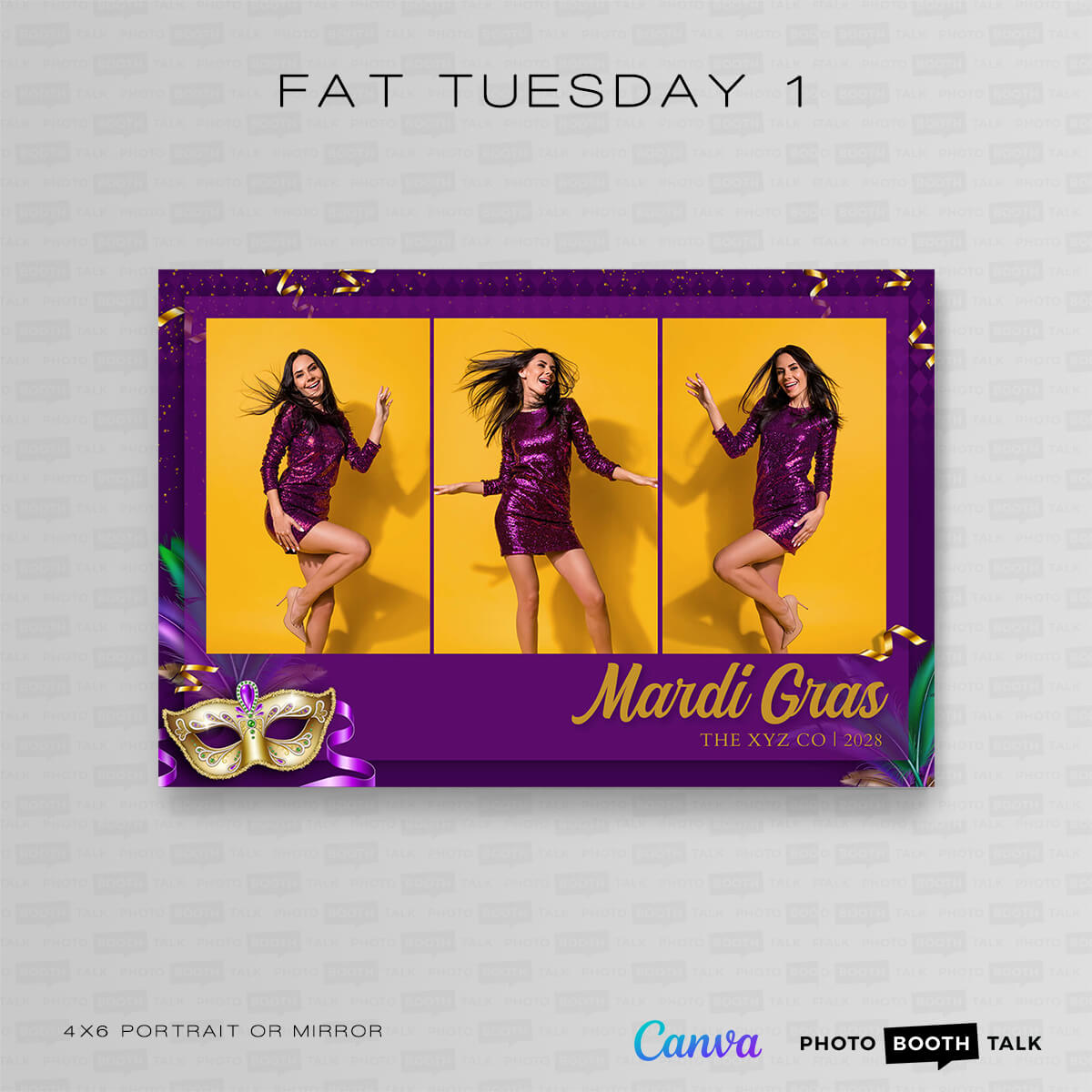 Fat Tuesday 1 – Portrait Mirror – For Canva | Photo Booth Talk