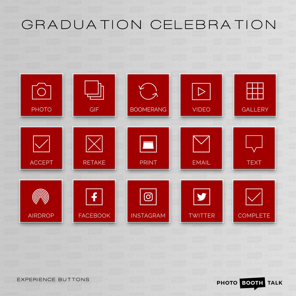 Graduation Celebration – iPad Welcome Screen & Buttons | Photo Booth Talk