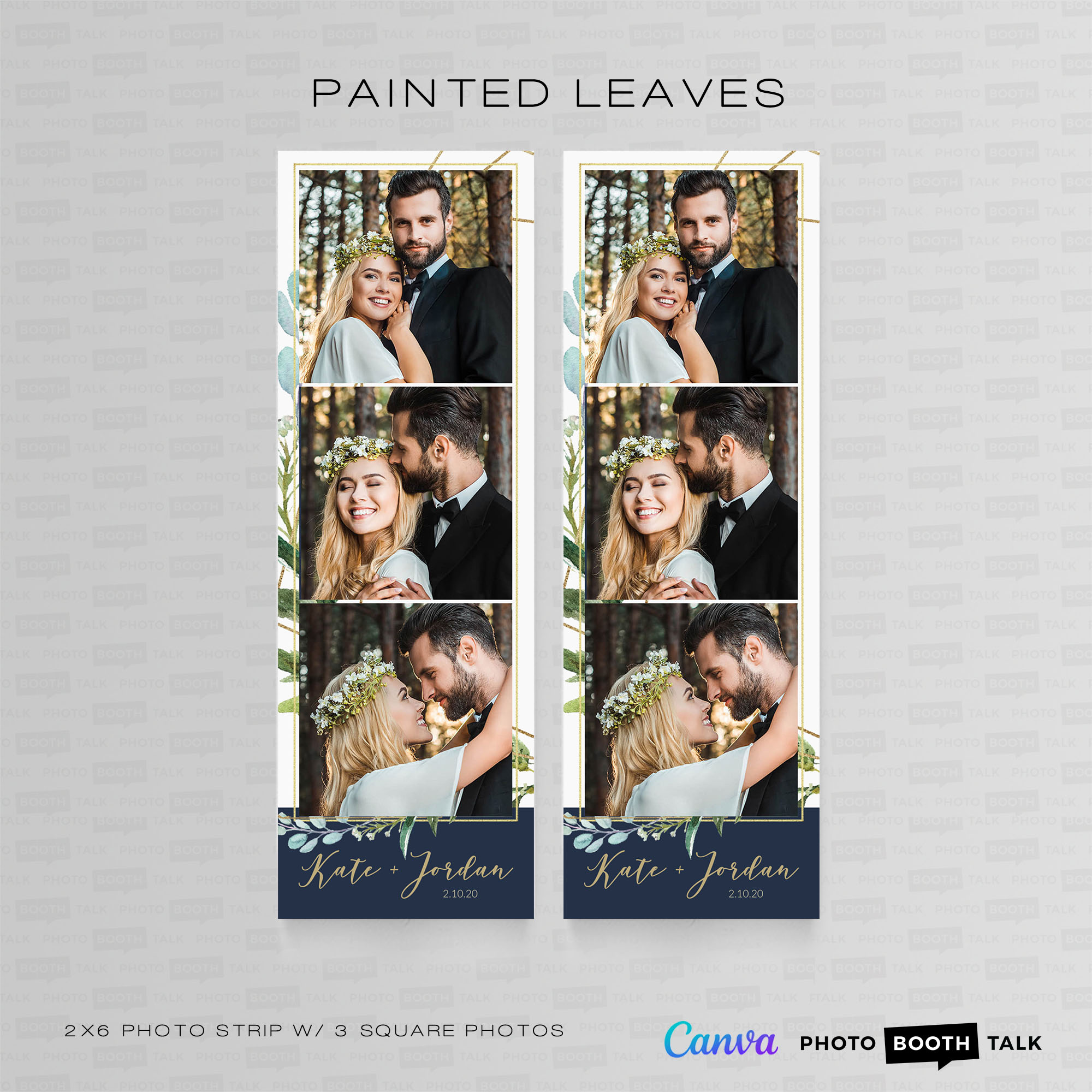 Painted Leaves 1 – Square – For Canva | Photo Booth Talk