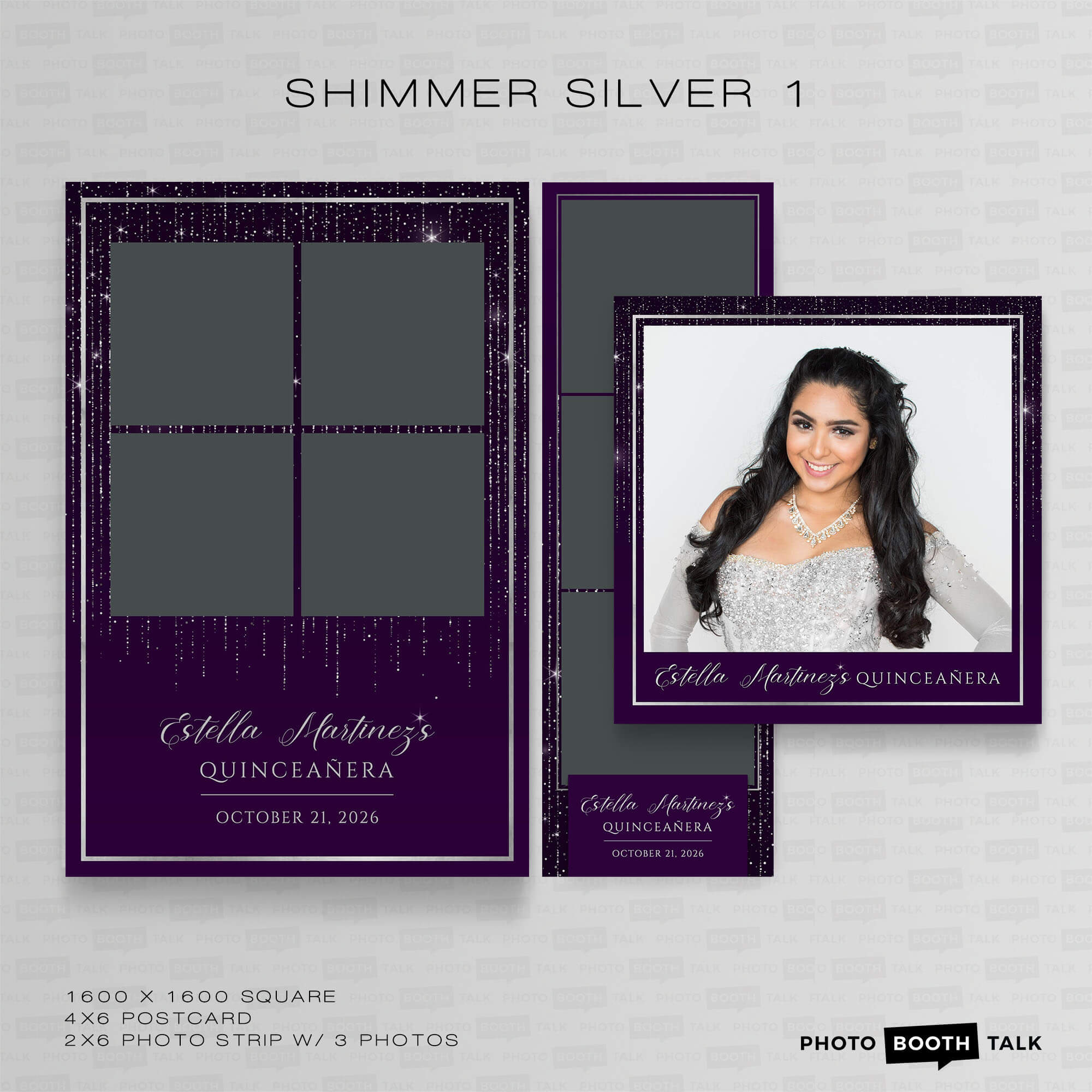 Shimmer Silver 1 – Square – For Canva | Photo Booth Talk