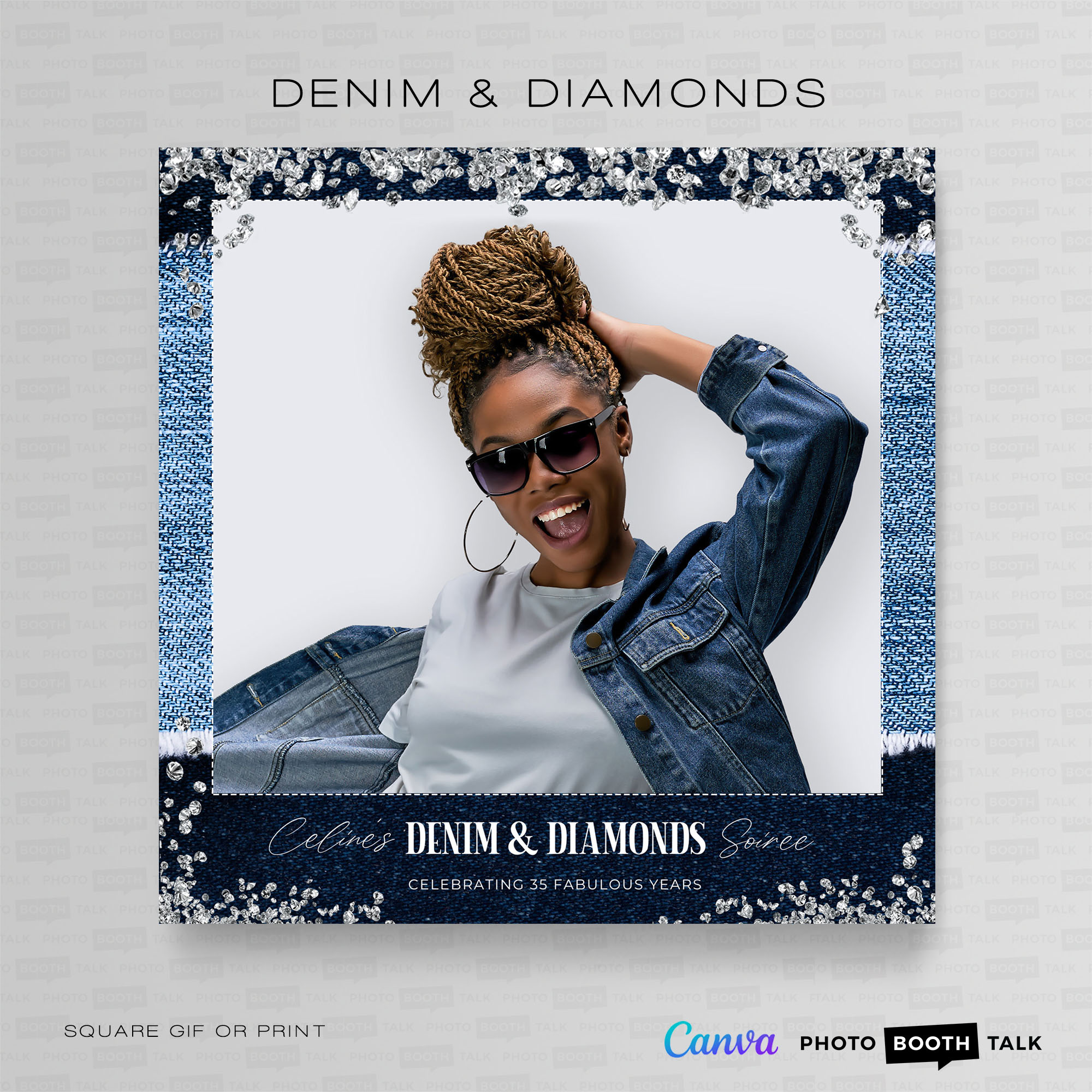 Denim & Diamonds 2 – Square – For Canva | Photo Booth Talk