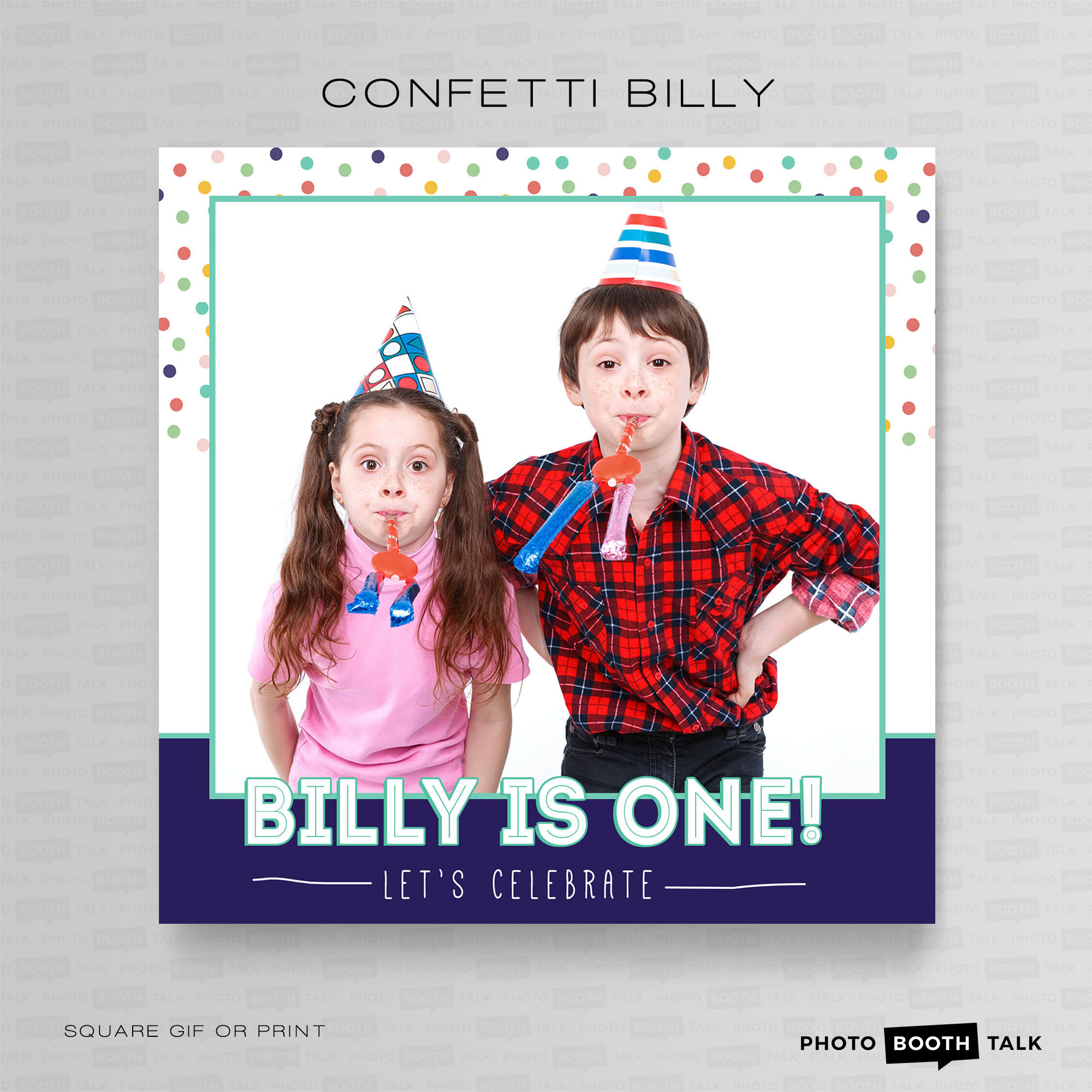 Confetti Billy – Square – For Canva | Photo Booth Talk