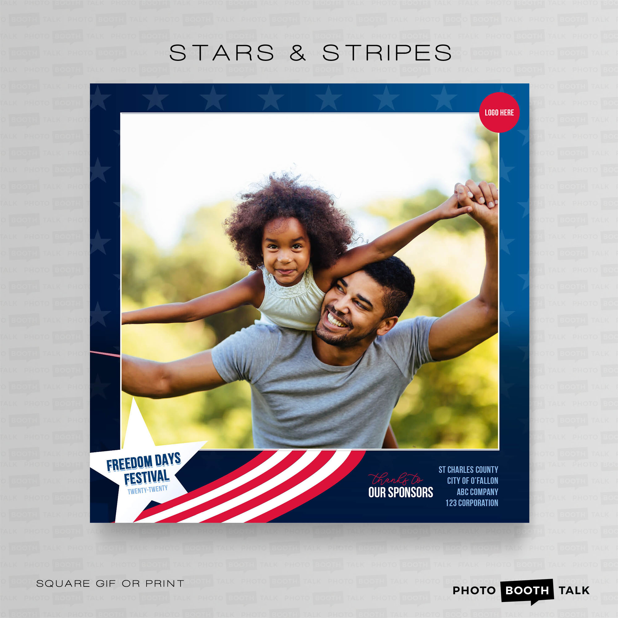 Stars & Stripes 1 – Square – For Canva | Photo Booth Talk