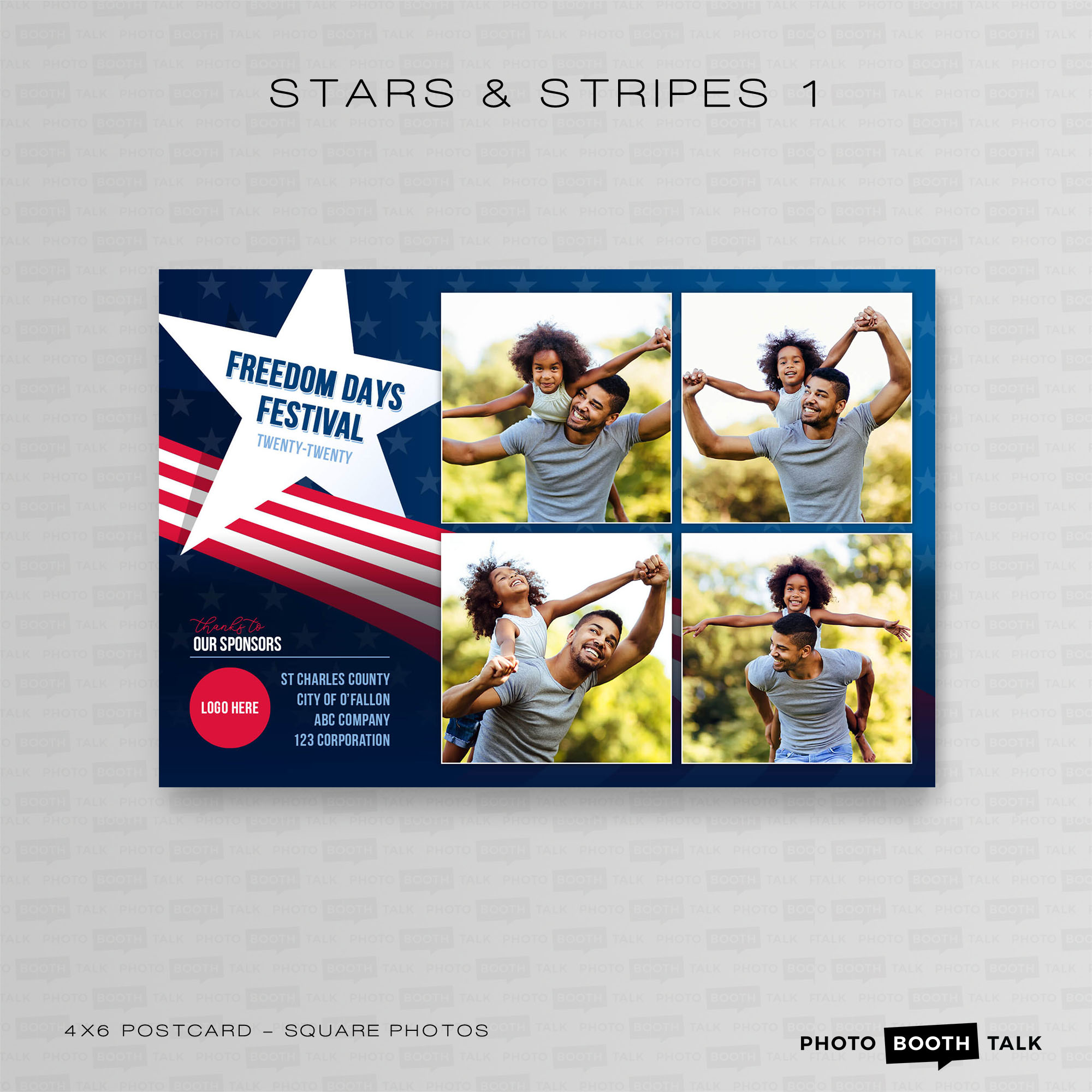 Stars & Stripes 1 – Square – For Canva | Photo Booth Talk